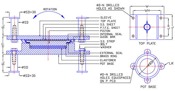 PTFE POT Bearings, PTFE POT Bearing, Manufacturer, Exporter, India